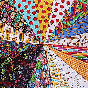 Mook Fabrics Cotton Back to School Backpack, White Cut by The yard