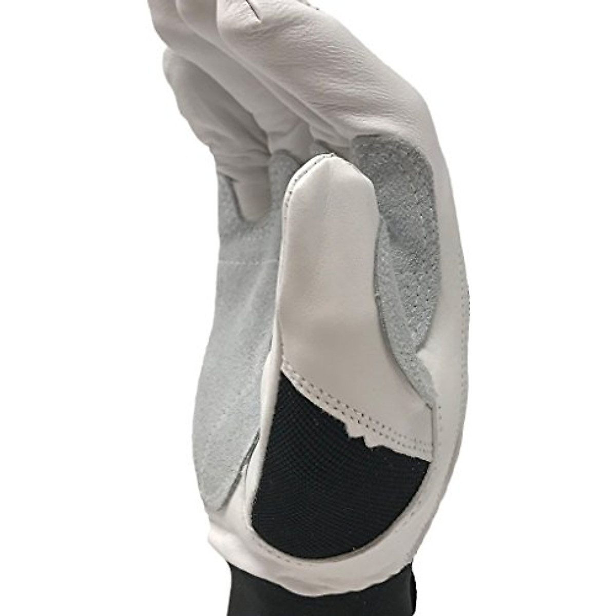 IRONCAT 86550 Heavy-Duty Goatskin Palm Gloves – [1 Pair] Large, Reinforced Palm and Thumb, Spandex Back, Hook and Loop Elastic Wrist,White