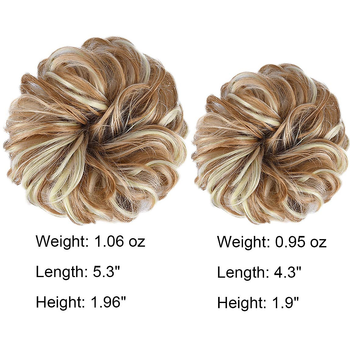 Messy Bun Hair Piece, 2PCS Tousled Updo Hair Extensions Hair Bun HCB001 Daisy Curly Wavy Ponytail Hairpieces Hair Scrunchies with Elastic Rubber Band for Women - Golden Blonde bleach Blonde Highlights