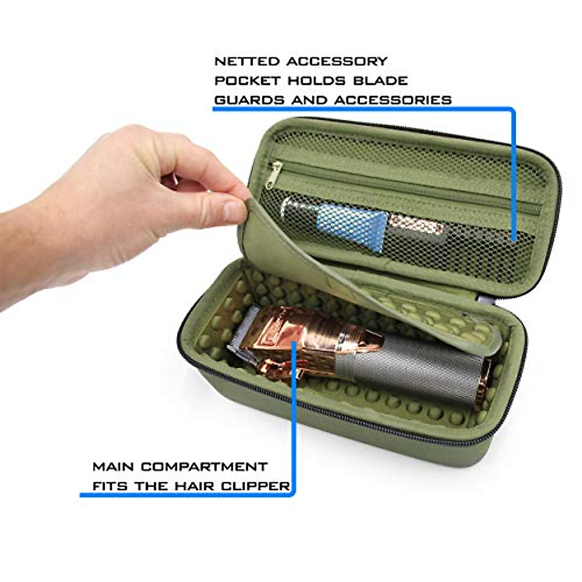 CASEMATIX Cordless Clipper Barber Case Compatible with Babyliss Hair Clippers, Buzzers, Trimmers, T Finisher Liner and More - Travel Case for Hair Stylist Compact Cutting Supplies - Case Only