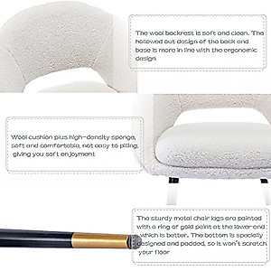 KCC Fluffy Desk Chair, Faux Fur Accent Chair, Comfy Modern Leisure Armchair No Wheel, Upholstered Elegant Fuzzy Chair with Metal Legs for Teens Women Girls, Home Vanity Makeup Office Chair Black