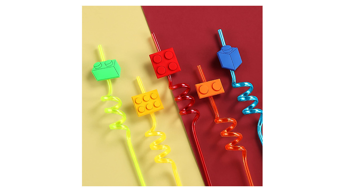 25 Building Blocks Straws for Fun Party Favors