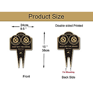 Amexiu No Pooping No Peeing Dog Sign, Keep off Grass Yard Sign Double Sided 15 x 9.5 X 0.08 Inches Rust Free Aluminum Sign, Easy Mounting Waterproof Durable Ink Black Gold Color, 1 Pack