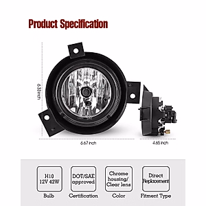 AUTOWIKI Fog Lights For Ford Ranger 2001-2003 Fog Light Assembly 2PCS OEM Replacement Fog Lamps