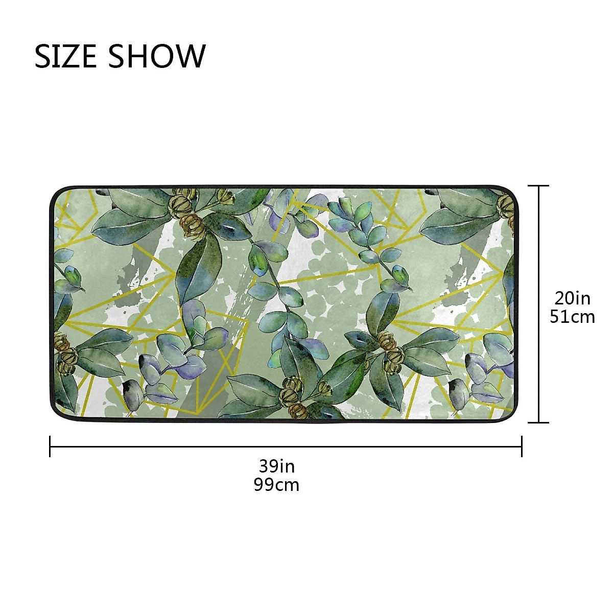 Yellow Poplar Leaves Kitchen Mat Green Kitchen Rug 39 X 20 Inch Under Sink Mats Non Slip Soft Standing Mats Anti Fatigue Floor Mat Bath Rug Runner Doormat Carpet for Outside Decor