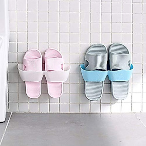 TFIIEXFL Wall Mount Slippers Hanging Shelf Holder Storage Rack Foldable Shoes Rack Double-Layer Slippers Storage Organizer (Color : Black)