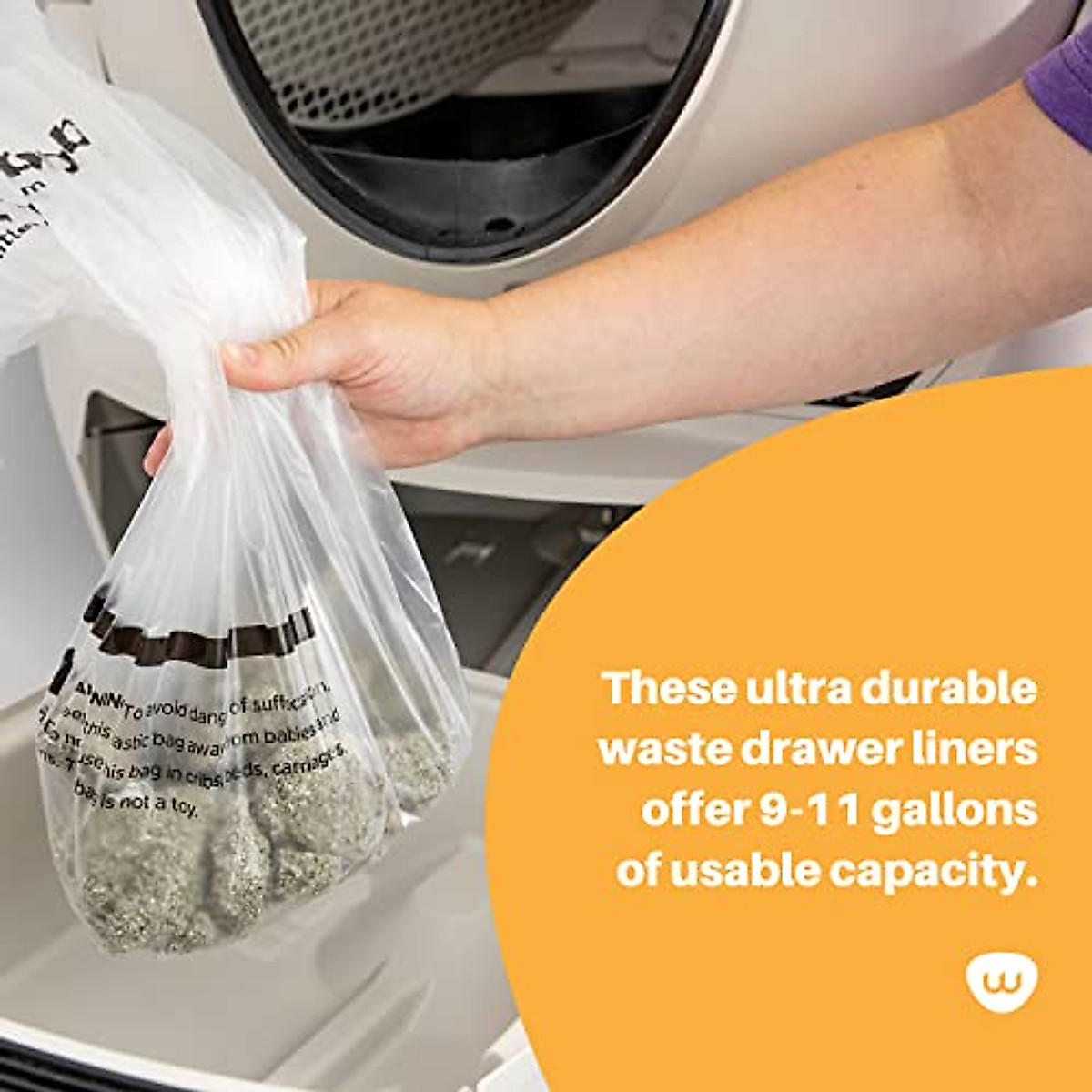 Litter-Robot Waste Drawer Liners by Whisker, 100 Pack - Litter Box Liner Bags, Custom Fit for Litter-Robot, 9-11 Gallons of Capacity