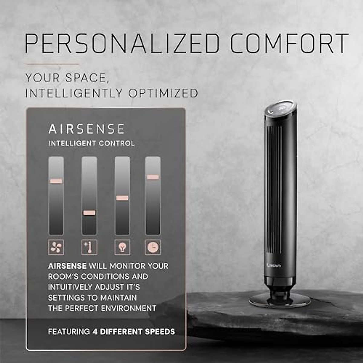 Lasko Ascend 36" Tower Fans for Home, 29 ft/s Airflow, Quiet 29dB on Low, 90° Oscillation, 12 Hour Timer, Air Filter for Hair & Dust, Remote, Black, OST100