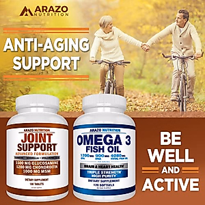 Glucosamine Chondroitin Turmeric Msm Boswellia - Joint Support Supplement for Relief 180 Tablets - Arazo Nutrition