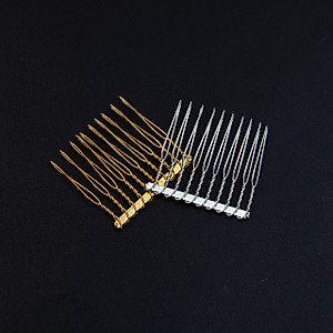 AUEAR, 20 Pack 10 Teeth Metal Veil Comb Hair Wire Clips Twist Bridal Wedding Combs Silver Gold