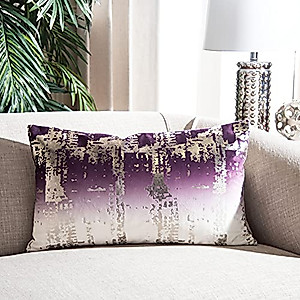 Safavieh Home Collection Rensia 12 x 20-inch Purple/Silver Metallic Decorative Accent Pillow PLS7143A-1220, 12"x22"