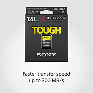 Sony TOUGH-G series SDXC UHS-II Card 128GB, V90, CL10, U3, Max R300MB/S, W299MB/S (SF-G128T/T1)