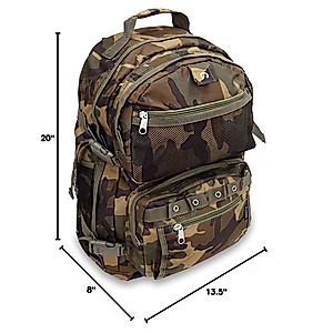 Everest Oversize Woodland Camo Backpack, Camouflage, One Size,C3045R-CAMO