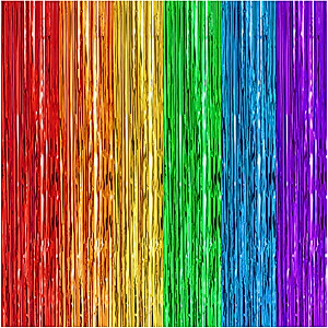 CANREVEL 2 Pack 3.3x8.2 Feet Rainbow Foil Fringe Backdrop Curtains, Tinsel Streamers Birthday Party Decorations, Photo Booth Props Backdrop for Wedding Engagement Bridal Shower Unicorn