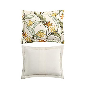 Tommy Bahama - Queen Comforter Set, Reversible Cotton Bedding with Matching Shams & Bonus Throw Pillows, All Season Home Decor (Birds of Paradise Off-White, Queen)