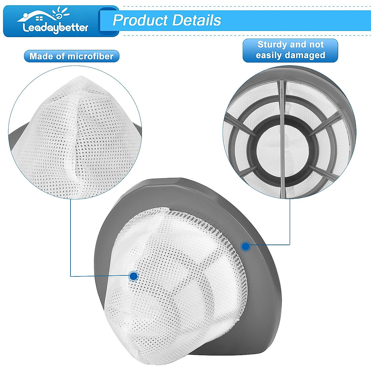 6 Pack 2033 Vacuum Replacement Filter for Bissell Featherweight Stick Lightweight Bagless Vacuum 2033, 20331, 20334, 20333, 20336, 20339, 2033M,Compare to Part 1611508