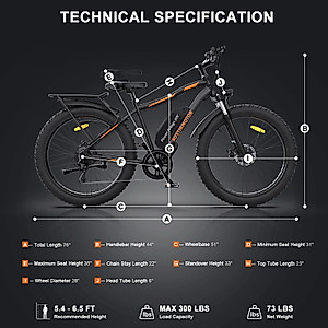 aostirmotor Electric Bike for Adults 750W(1000W Peak) 26"x4.0" Fat Tire EBikes 48V 13AH Removable Battery Adult Electric Bicycles, 28MPH E Bike for Adults, 29+ Miles Long Range Electric Mountain Bike