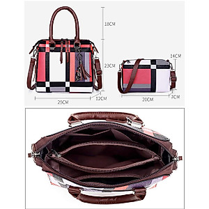 Luxury Handbags plaid Women Bags Designer Purses and Handbags Set 4 Pieces Bags Female Bolsa Feminina (Blue)