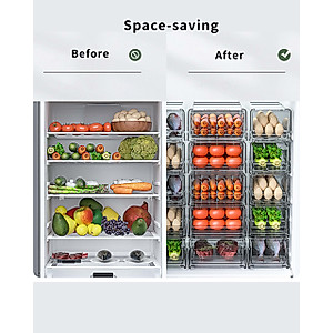 LEECHY Fridge Organizer Bins, Clear Refrigerator Organizers and Storage Bins with Drawers Pull-Out Cabinet Containers kitchen organizers and storage for Fridge Kitchen Office (1 piece)