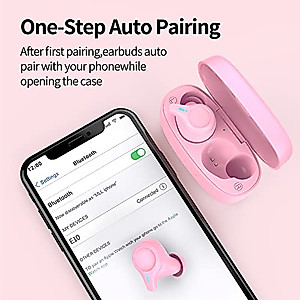 KOSETON E10 True Wireless Earbuds, Mini Pink – Wireless in-Ear Headphones with Charging Case for HD Calls & Music – Bluetooth Earbuds with Superior Sound & Premium Comfort