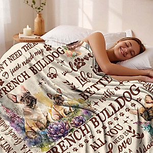 Lussues Nee French Bulldog Blanket for Women,50 x 60in French Bulldog Flannel Blanket Throws for Dog Mom (French Bulldog)
