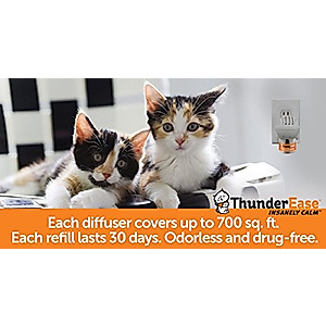 ThunderEase Multicat Calming Pheromone Diffuser Kit | Powered by FELIWAY | Reduce Cat Conflict, Tension and Fighting (30 Day Supply)