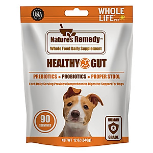 Whole Life Pet Healthy Gut Daily Supplement for Dogs – Probiotics, Prebiotics, Pumpkin. Helps Digestion + Stool Formation. Mixes in Food or with Water for Hydrating Snack