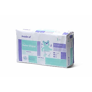 MADE OF The Better Baby Diapers - Hypoallergenic Diapers for Sensitive Skin, Unscented, 10 Hour Absorbency - Pediatrician and Dermatologist Tested - Size 1 (44 Count)