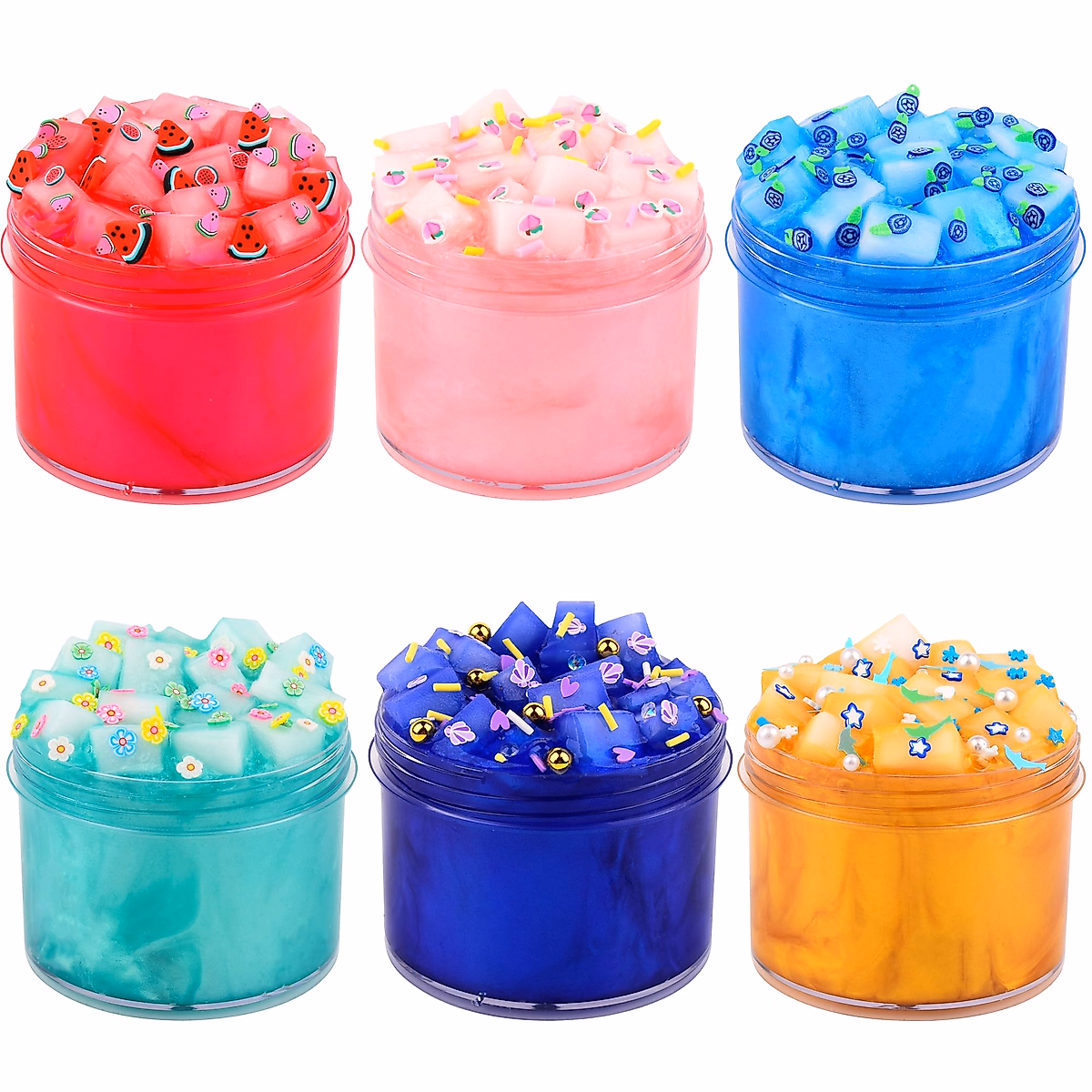 Galaxy Slime Kit Jelly Cubes 6 Pack,Birthday Gifts for Kids,Party Favor for Girls & Boys,Non Sticky,Super Soft Sludge Toy