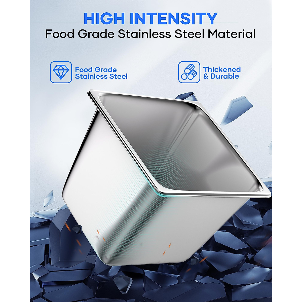 WantJoin 1/6 Size Hotel Pan,12 Pack 6 Inch Deep Commercial Steam Table Pans,Stainless Steel Steam Pan Restaurant Anti Clogging Steamer for Party,Restaurant,Hotel