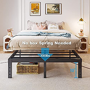 Woozuro King Bed Frame, 12 Inch Heavy Duty Metal Platform Bed Frame No Box Spring Needed, Reinforced Steel Slats Support Mattress Foundation, Easy Assembly, Noise Free, Black