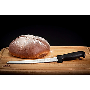 Mundial 10-Inch Curved Micro-Serrated Bread Knife, High-Carbon Stainless Steel Blade, Ergonomic Black Handle for Perfect Slicing