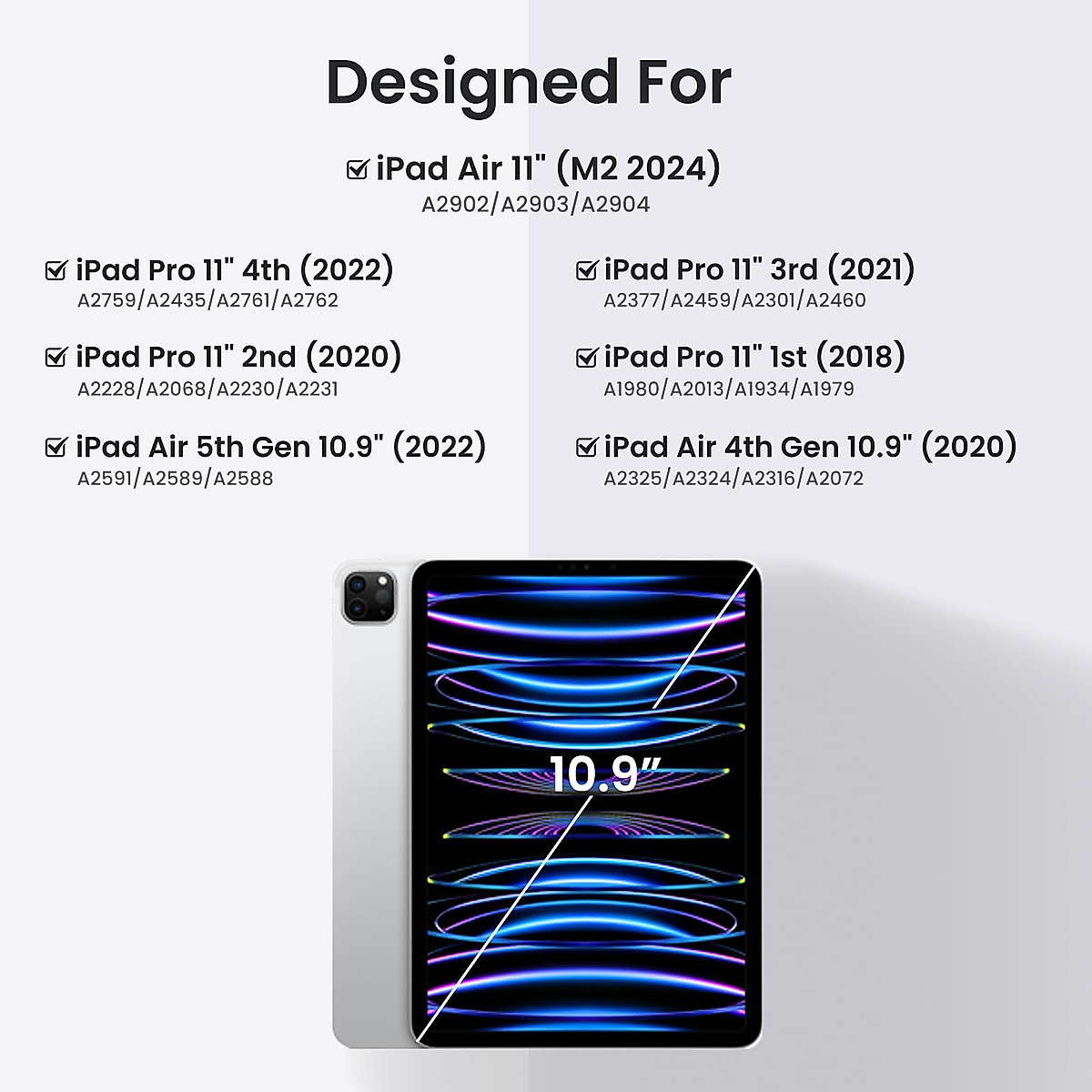 OPAKIT Magnetic Keyboard Case for iPad Air 5th 4th Generation 10.9 inch Pro 11 1st/2nd/3rd/4th, 7 Color Backlight BT Keyboard Folio with Pencil Holder 2022 2021 2020 2018 (Black