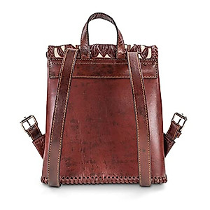 Mauzari Edessa Women's Tooled Leather Backpack Purse - Petite Sized & Organized (Koa)