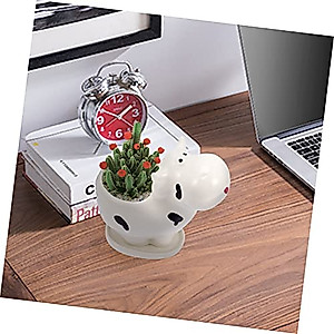 Yardwe 2 Sets Vase Desktop Office for Holder Table Home Cactus Flower Drainage Shape Ceramic Pot of Collectible Year Outdoor Decor Tiny Bonsai Cute Shaped Planter Gardening Container