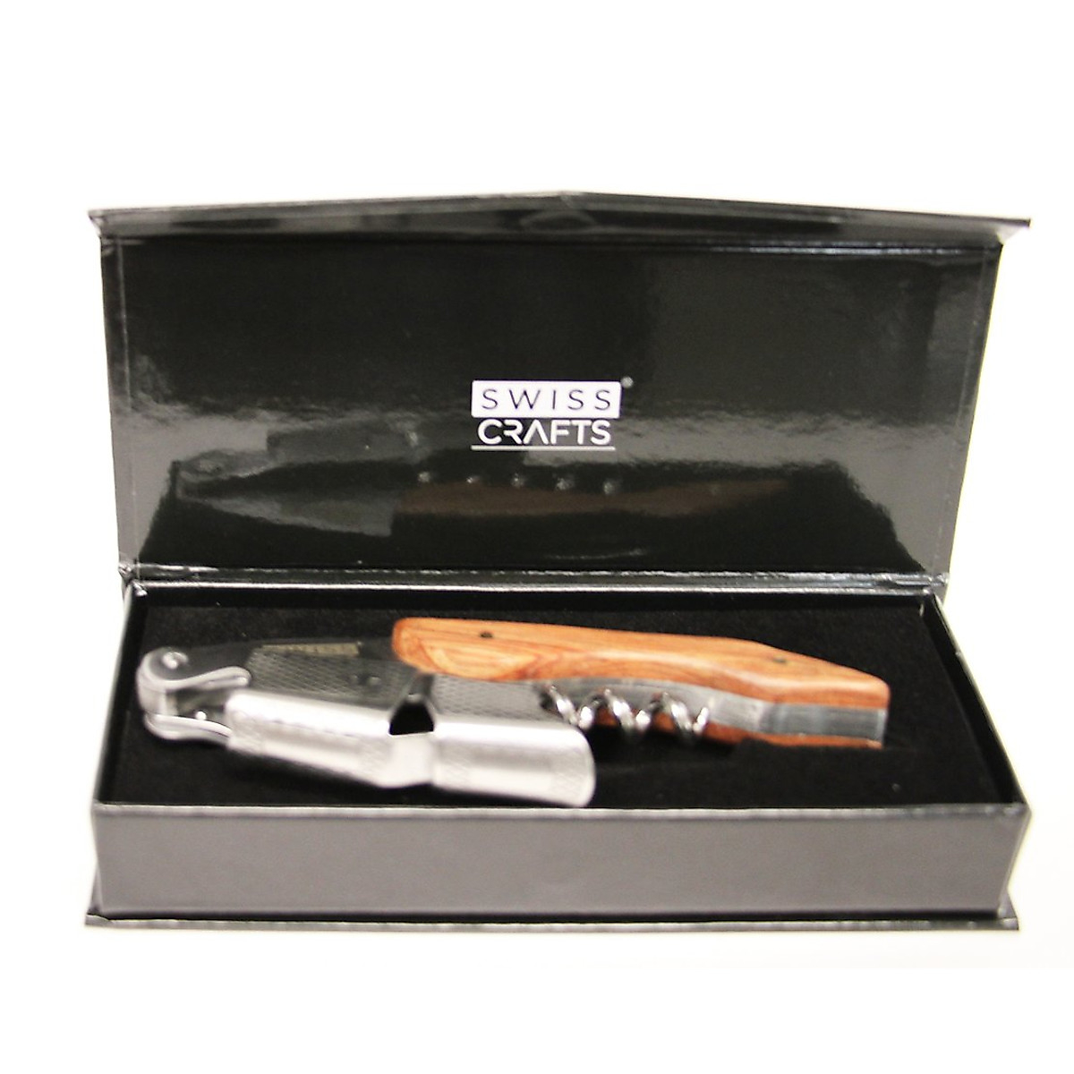 Swiss Crafts Wine Opener, Bottle Opener, Waiters Corkscrew, Wine Key and Foil Cutter, Professional All in One Bottle Opener and Foil Cutter