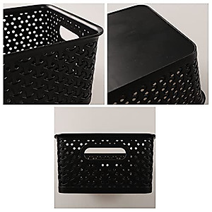Dehouse Woven Plastic Storage Basket, 6 Packs, Black