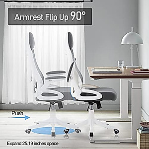 NORDICANA Ergonomic Office Chair - Swivel Desk Chair with Adjustable Armrest, Lumbar Support - Mesh High Back Computer Gaming Chair, Home Office Chairs, Executive Revolving Chair (Grey)