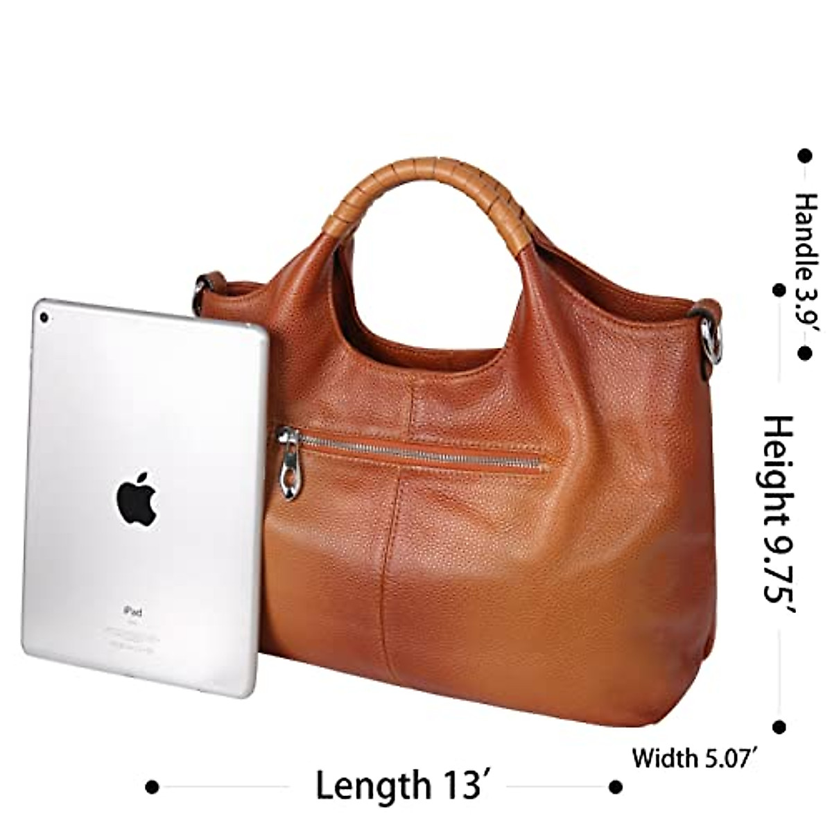 Iswee Genuine Leather Satchel Purse for Women Purses and Handbags Shoulder Bag Designer Top Handle Tote Bag (Sorrel)