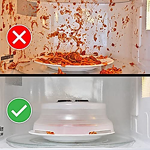 HOVER COVER Magnetic Microwave Cover for Food | Clear Microwave Splatter Cover | Microwave Plate Cover with Steam Vents | Food Grade Dish Cover | BPA-Free | Dishwasher Safe | Black Collapsible