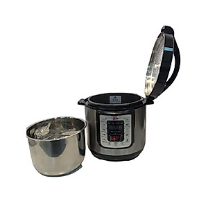 W4H 6 Qt 8-in-1 Multi-Use Programmable Electric Pressure Cooker for Rice, Steam, Meat, Stew, Pressure Cooking, Slow Cooking, Saute - Touch LED Panel, Stainless Steel, Dishwasher Safe - Silver, 6 L