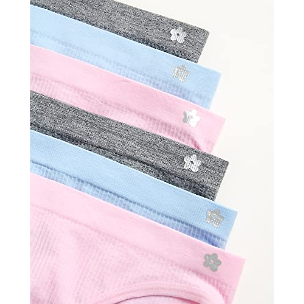 Limited Too Girls' Underwear - 6 Pack 100% Cotton Bikini Briefs (Size: 7-16), Size 7-8, Blue/Grey Assorted