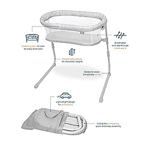 Halo BassiNest Home and Travel Combo, 3.0 Bedside BassiNest Swivel Sleeper, Flex Portable Adjustable BassiNest
