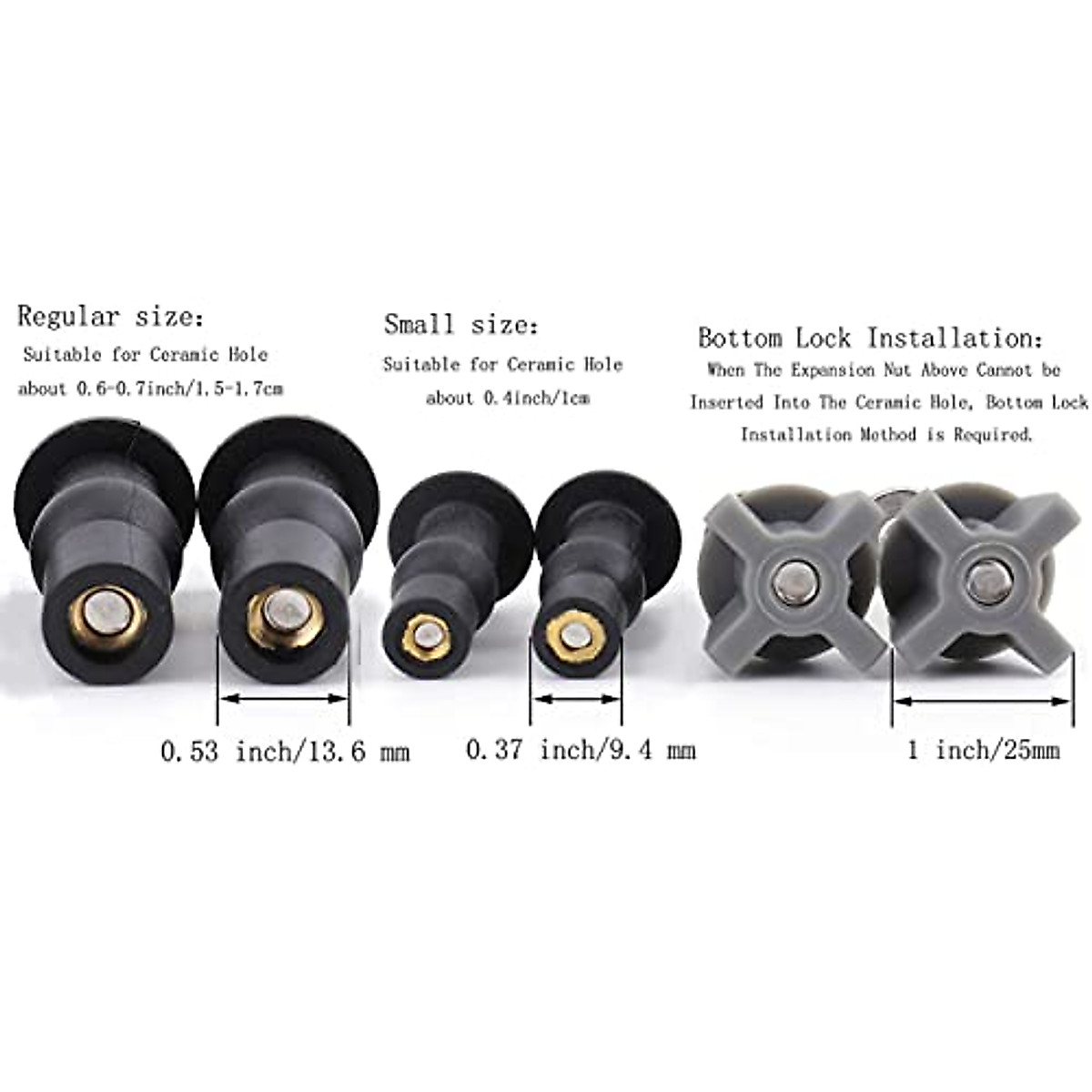 3 Pairs Toilet Seats Screw, Universal Toilet Seat Bolts, Top Fix Nuts Screws Bottom Mount Anchor Nut 1/4-20 Toilet Seat Screws Replacement Parts Fit for Kohler