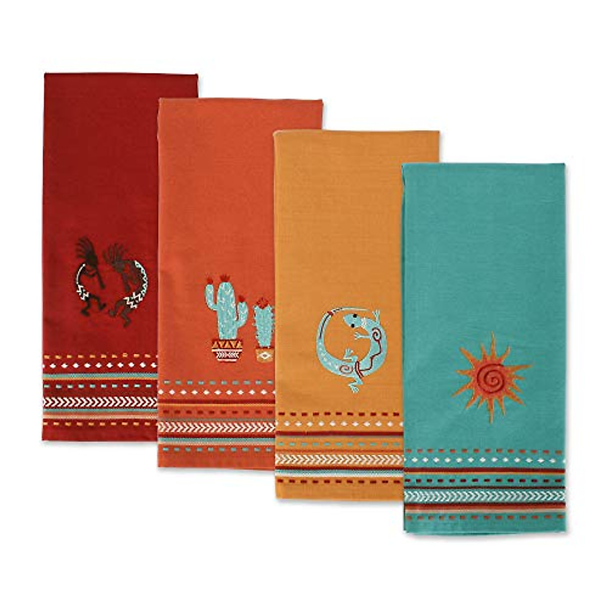 DII Tabletop Collection, Southwest Hacienda Stripe, Dishtowel Set, 18x28, Assorted, 4 Piece