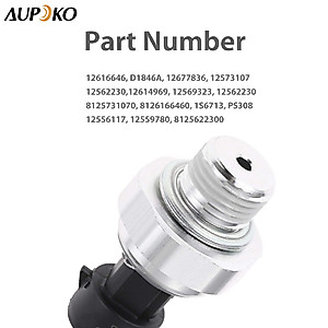 Aupoko 12616646 Oil Pressure Sensor Switch, 5.3 Oil Pressure Sensor Replaces# D1846A, 12677836, 12573107, PS308, Compatible with Chevrolet, Chevy, Silverado, Cadillac, GMC, Pontiac, Buick Rainier