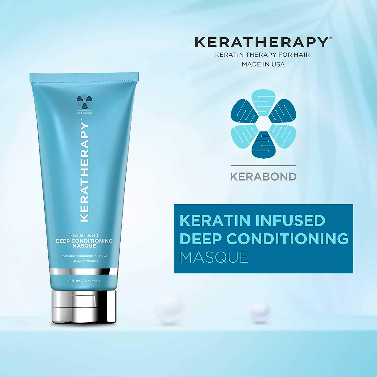 Keratherapy Keratin Infused Deep Conditioning Masque, 8 fl. oz., 237 ml - Moisturizing & Hydrating Hair Treatment with Kerabond, Jojoba, Nettle Root Extract, Wheat Oil, & Persian Walnut