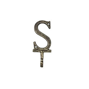 Handcrafted Nautical Decor Rustic Gold Cast Iron Letter S Alphabet Wall Hook 6"