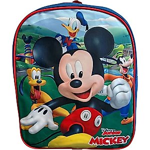 Ruz Mickey Mouse Toddle Boy 12 Inch Mini Backpack (Blue-Red)