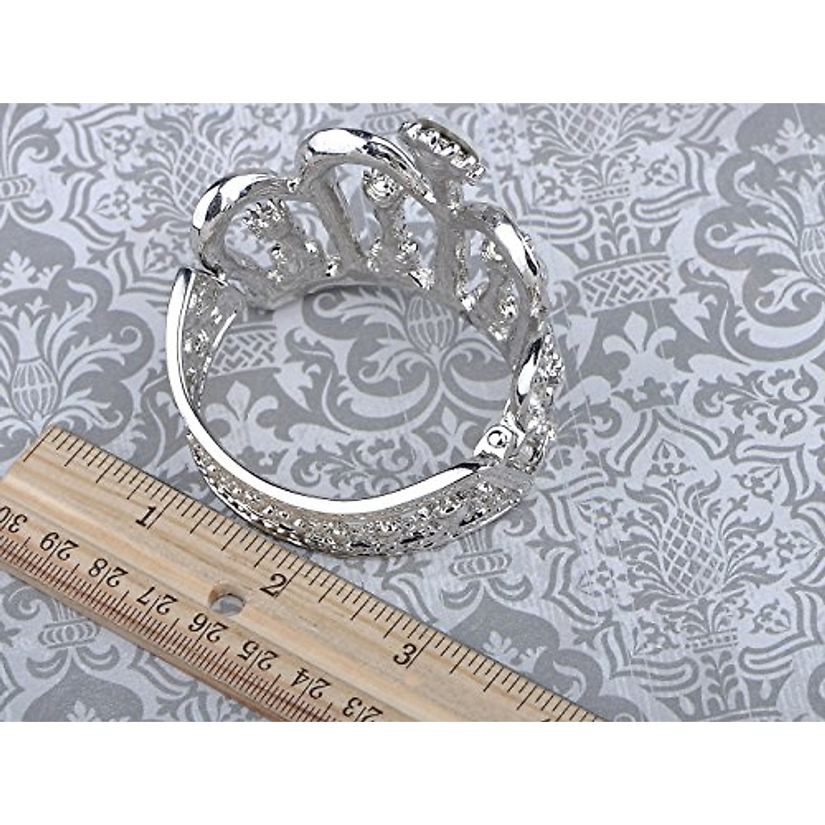 Alilang Silvery Tone Clear Crystal Colored Rhinestones Crown Tiara Princess Cuff Bracelet